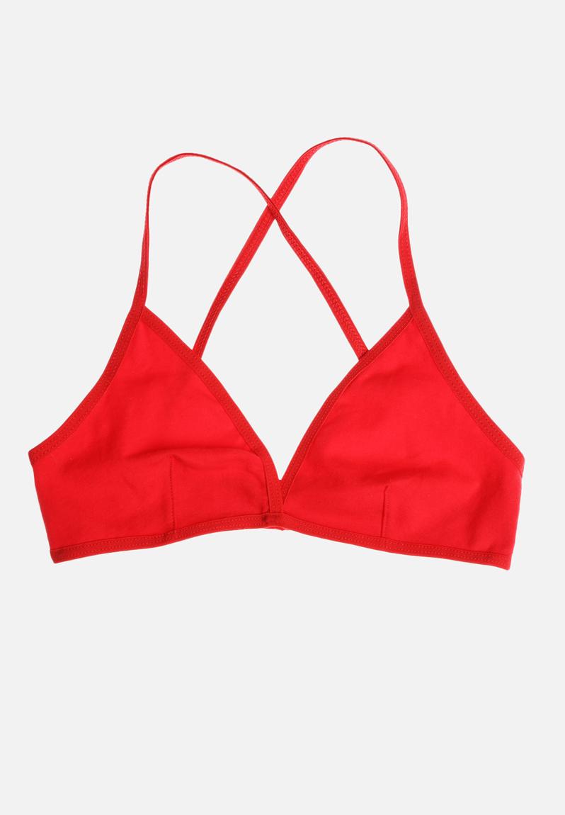 Cotton Spandex Jersey Cross-Back Bra - Red American Apparel Bralettes ...